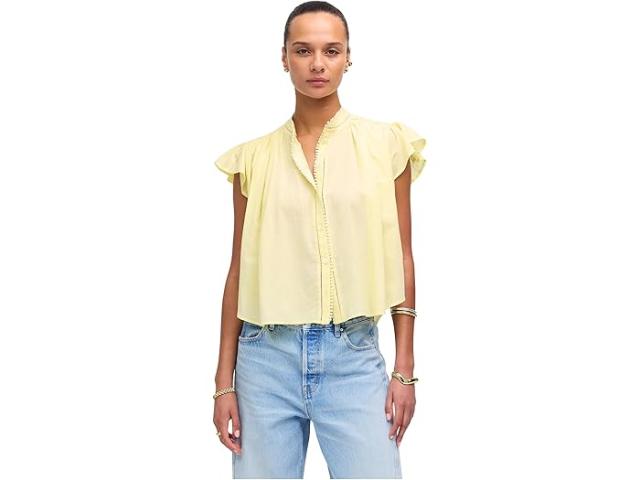 (取寄) メイドウェル レディース アラナ トップ イン コットン ビスコース ボイル Madewell women Alana Top In Cotton Viscose Voile Iced Lemon