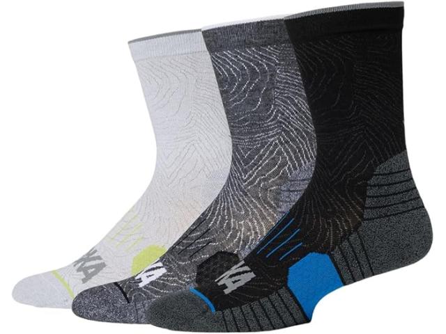 (取寄) ホカオネオネ クルー ラン ソックス 3-パック Hoka Crew Run Socks 3-Pack White/Black/Grey