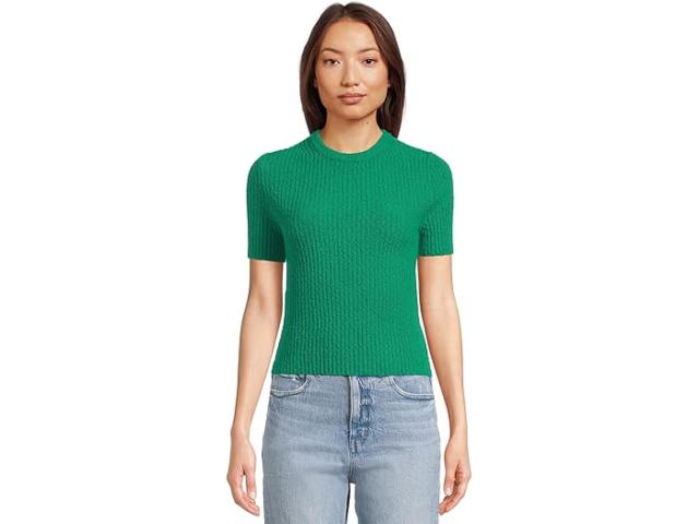 (取寄) メイドウェル レディース アマンダ コットン ナビー ブークル クロップド ティー Madewell women Amanda Cotton Nubby Boucle Cropped Tee Verdant Green