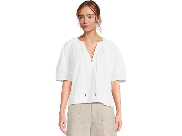 (取寄) メイドウェル レディース ジェイミー トップ - コンパクト コットン サテン Madewell women Jamie Top - Compact Cotton Sateen White