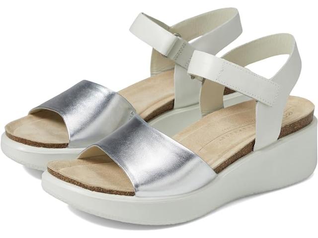 (取寄) エコー レディース フロート ウェッジ コルク サンダル ECCO women ECCO Flowt Wedge Cork Sandal Silver/White