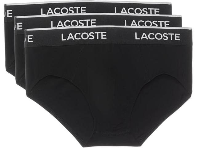 (取寄) ラコステ メンズ コットン ストレッチ エッセンシャル ブリーフ 3-パック Lacoste men Cotton Stretch Essentials Briefs 3-pack Black