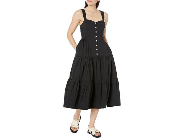(取寄) メイドウェル レディース シュゼット シーム ボディス ティアード ミディ ドレス Madewell women Suzette Seamed Bodice Tiered Midi Dress True Black