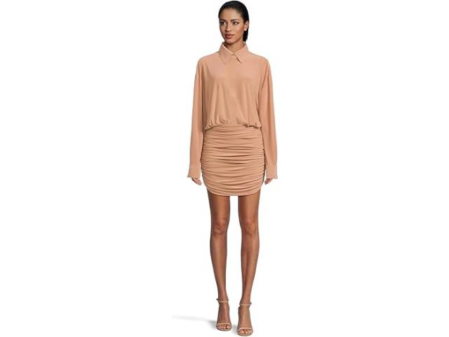 (取寄) ノーマ カマリ レディース オーバーサイズ ボーイフレンズ NK シャツ シャード ボトム ミニ ドレス Norma Kamali women Oversized Boyfriend NK Shirt Shirred Bottom Mini Dress Cappuccino