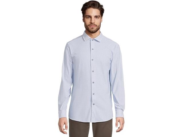 (取寄) ジョンストン&マーフィー メンズ モーション ロング-スローブ ドレス ニット シャツ Johnston & Murphy men Xc+ Motion Long-sleeve Dress Knit Shirt White/Navy Grid