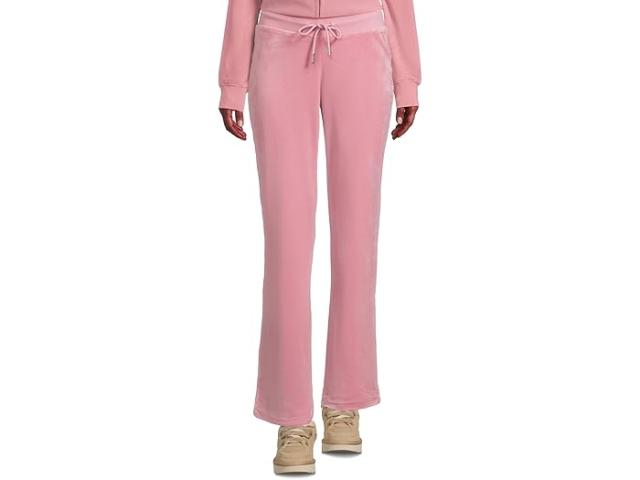 (取寄) ジューシークチュール レディース ソリッド リブ ウェスト ベロア パンツ ウィズ ドローコード Juicy Couture women Solid Rib Waist Velour Pants With Drawcord Rose
