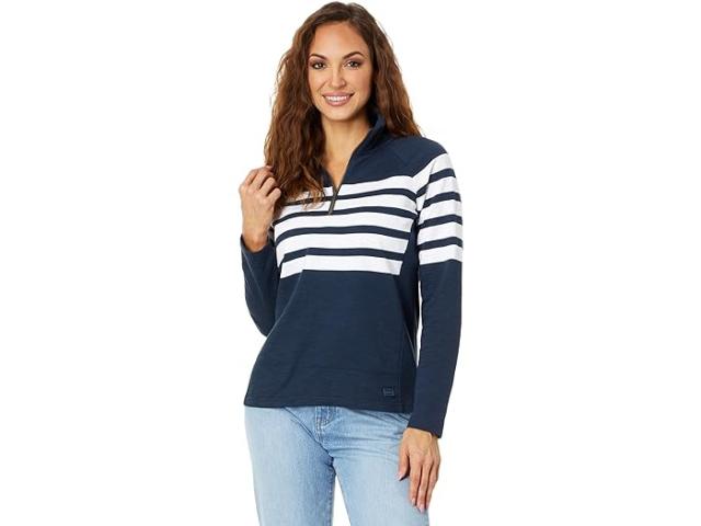 (取寄) エルエルビーン レディース ピークス アイランド 1/4 ジップ L.L.Bean women L.L.Bean Peaks  1/4 Zip Classic Navy/White