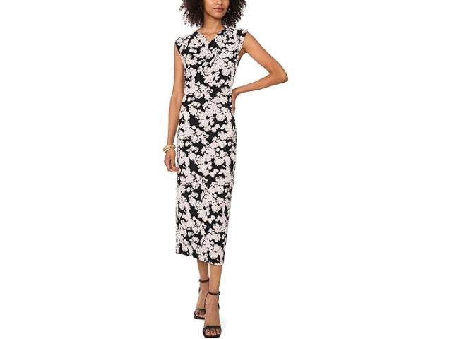 (取寄) ヴィンスカムート レディース モック ネック ドロップ ショルダー ミディ ドレス Vince Camuto women Mock Neck Drop Shoulder Midi Dress Rich Black 1