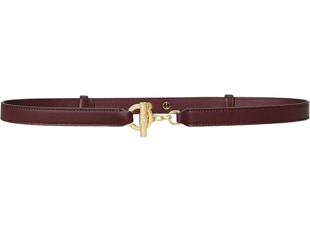 (取寄) ローレン ラルフローレン レディース レザー トグル スキニー ベルト Lauren Ralph Lauren women Leather Toggle Skinny Belt Dark Garnet