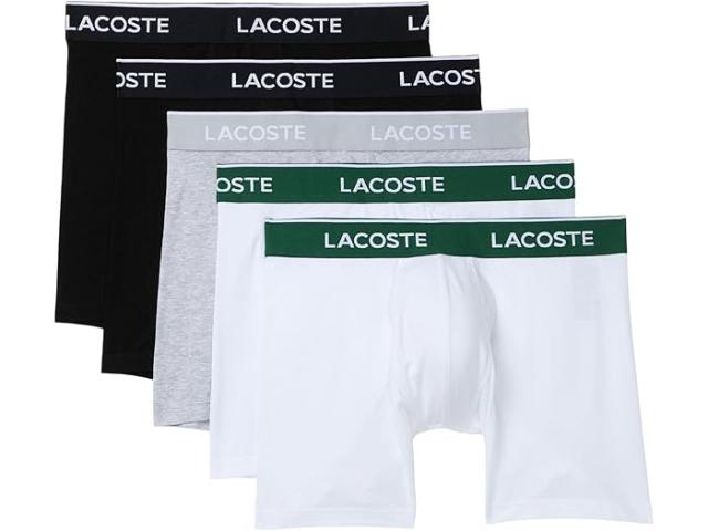 (取寄) ラコステ メンズ 5-パック コットン ボクサー ブリーフ Lacoste men 5-pack Cotton Boxer Briefs Black/White/Grey Chine