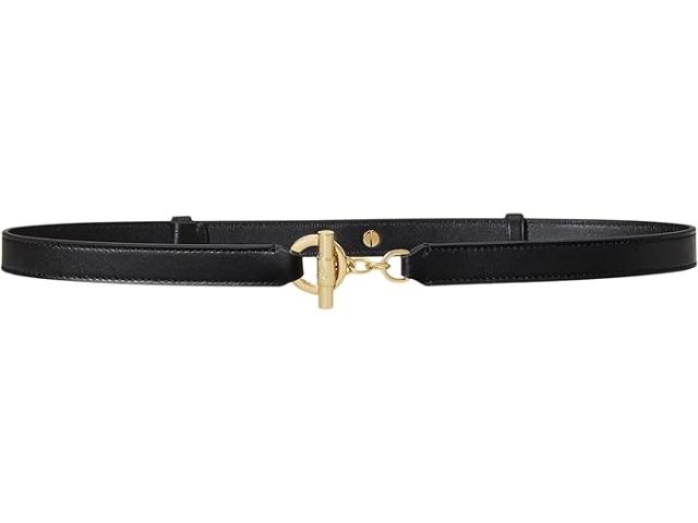 (取寄) ローレン ラルフローレン レディース レザー トグル スキニー ベルト Lauren Ralph Lauren women Leather Toggle Skinny Belt Black