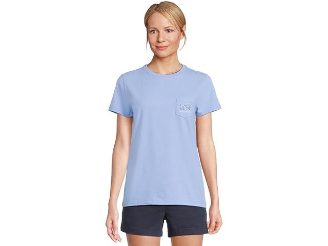 (取寄) ヴィンヤードヴァインズ レディース タリア フローラル ダイナミック ホエール フィル ショート スリーブ ポケット ティー Vineyard Vines women Thalia Floral Dynamic Whale Fill Short Sleeve Pocket Tee Serenity Blue