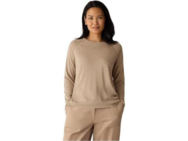 (取寄) アイリーン フィッシャー レディース スーパー ファイン メリノ クルー ネック セーター Eileen Fisher women Super Fine Merino Crew Neck Sweater Biscuit