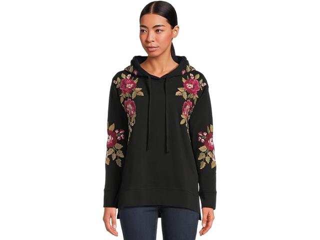 (取寄) ジョニー ワズ レディース フーデット スウェットシャツ チュニック - Johnny Was women Hooded Sweatshirt Tunic - Mehdi Black