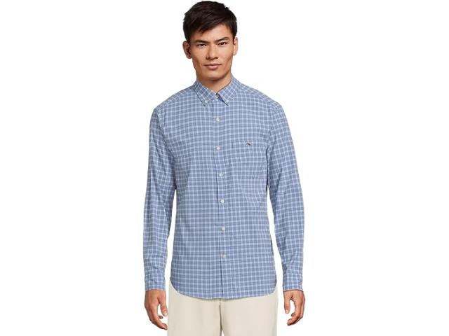 (取寄) ヴィンヤードヴァインズ メンズ コビア チェック フェザーウェイト パフォーマンス シャツ Vineyard Vines men Cobia Check Featherweight Performance Shirt Jake Blue