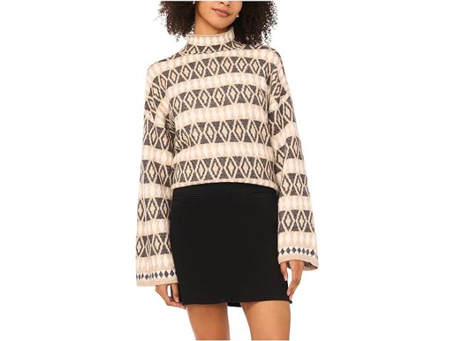 (取寄) ヴィンスカムート レディース ダイヤモンド パターン タートルネック Vince Camuto women Diamond Pattern Turtleneck Oatmeal