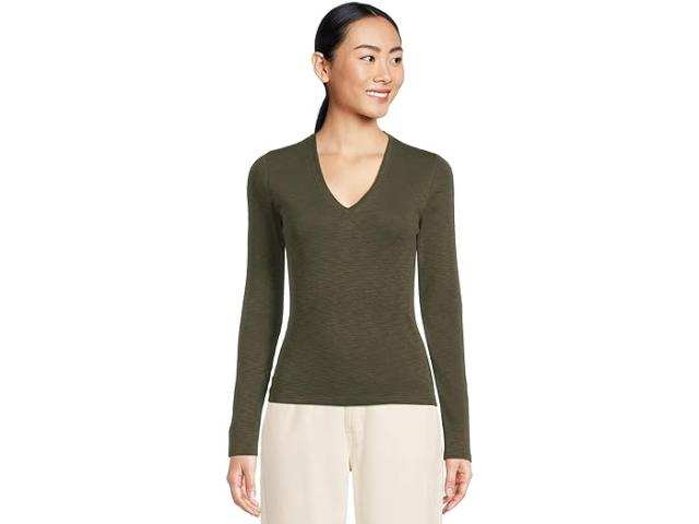 (取寄) リラ P レディース リブ スラブ ロング スリーブ V-ネック Lilla P women Rib Slub Long Sleeve V-Neck Lichen