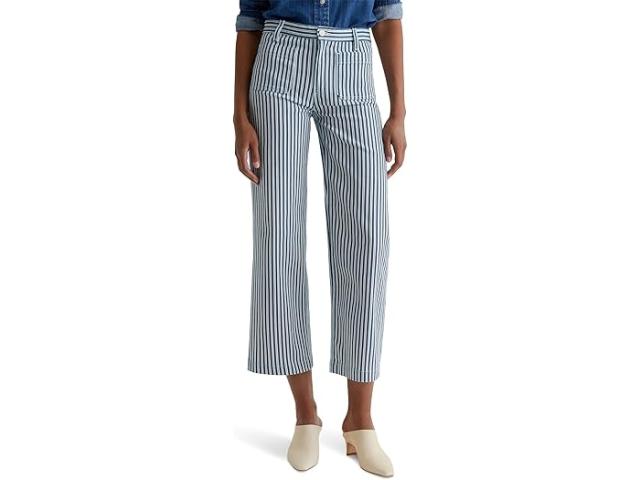 (取寄) AGジーンズ レディース カシー ミッド ライズ ワイド レッグ クロップ AG Jeans women Kassie Mid Rise Wide Leg Crop Nordic Stripe Indigo Multi