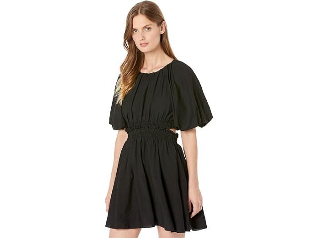 (取寄) ムーンリバー レディース バブル スリーブ バック カットアウト ミニ ドレス MOON  women Bubble Sleeve Back Cutout Mini Dress Black