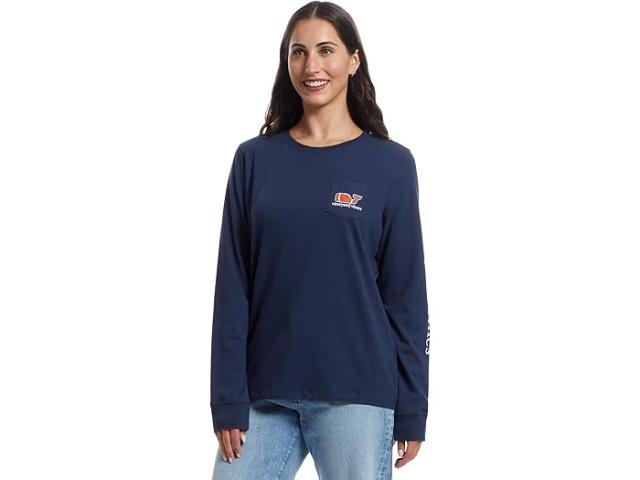 (取寄) ヴィンヤードヴァインズ レディース テールゲーティング アイコンズ ホエール フィル ロング-スローブ ポケット ティー Vineyard Vines women Tailgating Icons Whale Fill Long-sleeve Pocket Tee Blue Blazer