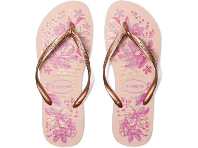 (取寄) ハワイアナス レディース スリム オーガニック フリップ フロップ サンダル Havaianas women Slim Organic Flip Flop Sandal Pink/Gold