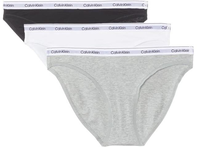 (取寄) カルバンクライン アンダーウェア レディース モダン ロゴ ビキニ 3-パック   Underwear women Modern Logo Bikini 3-Pack Black/White/Grey Heather
