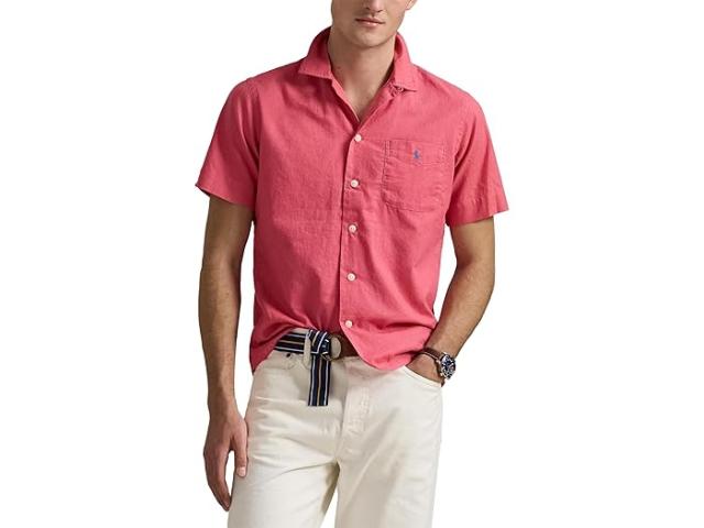 (取寄) ラルフローレン メンズ クラシック フィット リネン-コットン キャンプ シャツ Polo Ralph Lauren men Classic Fit Linen-Cotton Camp Shirt Pale Red