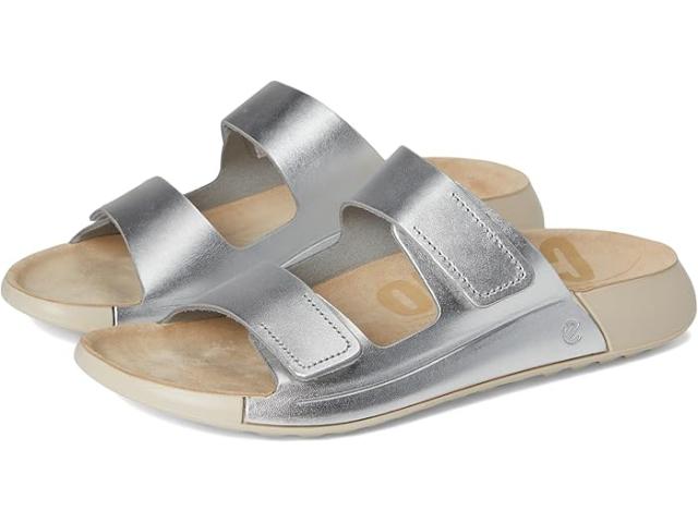 (取寄) エコー レディース コズモ トゥー バンド スライド サンダル ECCO women Cozmo Two Band Slide Sandal Pure Silver llic
