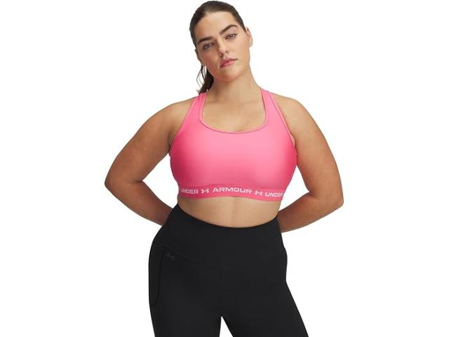 (取寄) アンダーアーマー レディース プラス サイズ クロスバック ミッド ブラ Under Armour women Plus Size Crossback Mid Bra Super Pink/White