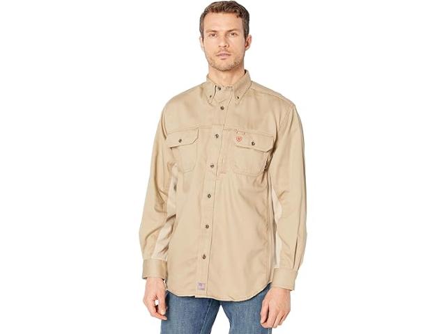 (取寄) アリアット メンズ Fr ソリッド ベント ロング スリーブ ワーク シャツ Ariat men FR Solid Vent Long Sleeve Work Shirt Khaki