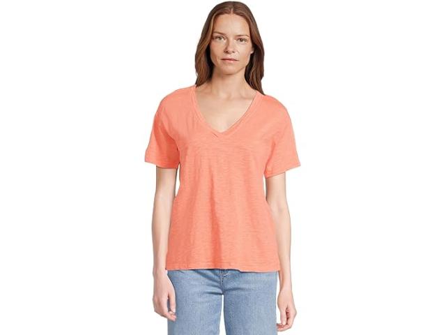 (取寄) モッドオードック レディース ショート スリーブ V-ネック ボクシー ティー Mod-o-doc women Short Sleeve V-Neck Boxy Tee Sunkist Coral