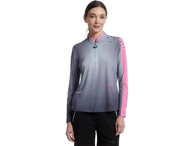 (取寄) ジェイミー サドック レディース サンセンス ルミナス プリント ロング スリーブ 1/4 ジップ サン プロテクション トップ Jamie Sadock women Sunsense Luminous Print Long Sleeve 1/4 Zip Sun Protection Top Black