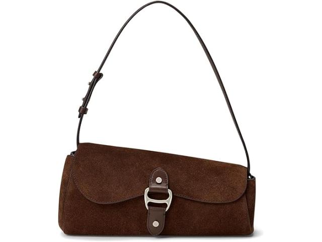 (取寄) ローレン ラルフローレン レディース スエード レザー ミディアム ターシャ イースト-ウエスト ショルダー バッグ Lauren Ralph Lauren women Suede Leather Medium Tasha East-west Shoulder Bag Dark Hickory