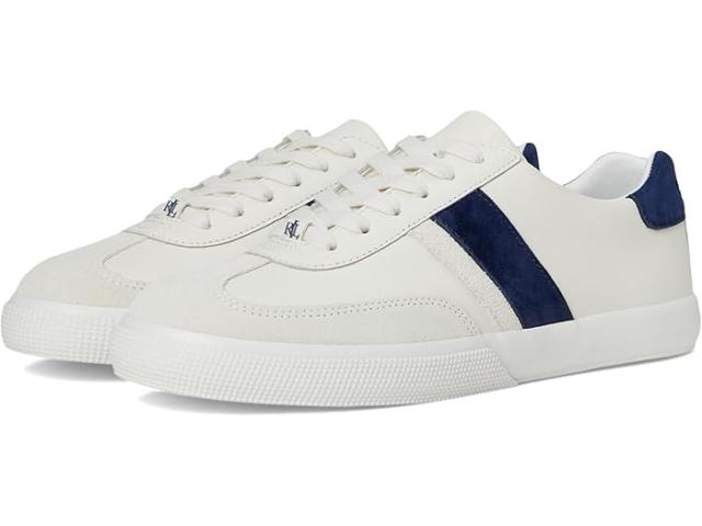 (取寄) ローレン ラルフローレン レディース ツートーン レザー アンド スエード スニーカー Lauren Ralph Lauren women Two-Tone Braylee Leather & Suede Sneakers  White/Bianco/Refined Navy