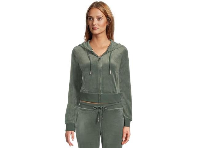 (取寄) ジューシークチュール レディース ソリッド クラシック ジューシー ブーディ ウィズ バック ブリング Juicy Couture women Solid Classic Juicy Hoodie With Back Bling Dark Forest