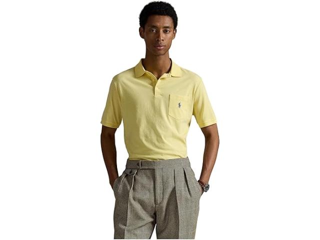 (取寄) ラルフローレン メンズ クラシック フィット ジャージ ポケット ポロ シャツ Polo Ralph Lauren men Classic Fit Jersey Pocket Polo Shirt Wicket Yellow