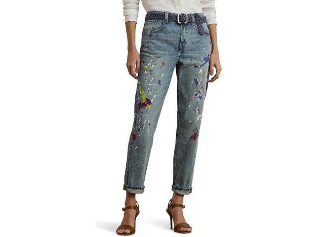 (取寄) ローレン ラルフローレン レディース プリント ボーイフレンズ テーパード アンクル ジーンズ Lauren Ralph Lauren women Print Boyfriend Tapered Ankle Jeans Alicia Wash