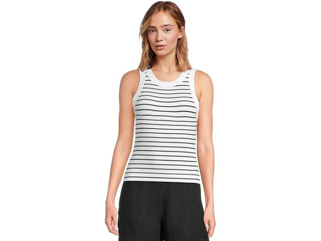 (取寄) マイケル スターズ レディース ジーナ ワイド バインディング クロップ タンク Michael Stars women Gina Wide Binding Crop Tank White/Black