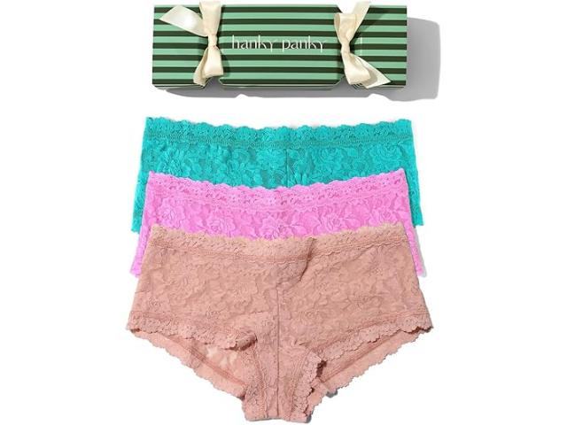 (取寄) ハンキー パンキー レディース シグニチャー レース ボーイショーツ 3 パック Hanky Panky women Signature Lace Boyshort 3 Pack Desert Rose/Vibrant Turquoise/Drifting Horizon Pink