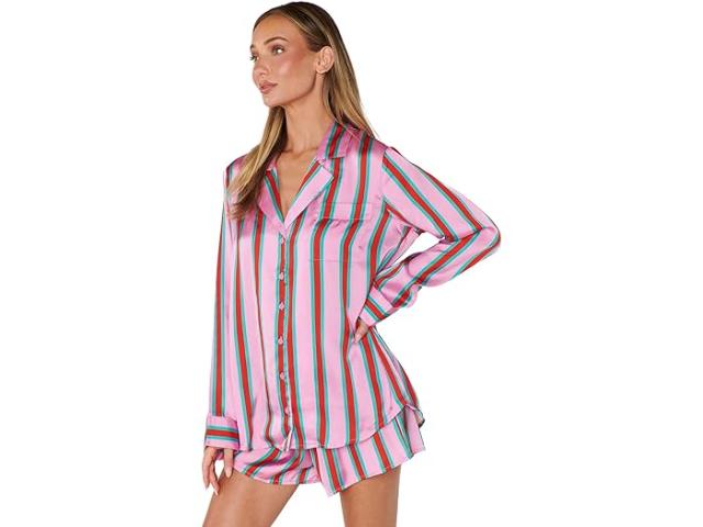 (取寄) ショウ ミー ユア ムームー レディース ビューティ スリープ Pj セット Show Me Your Mumu women Beauty Sleep Pj Set Porto Stripe Silky