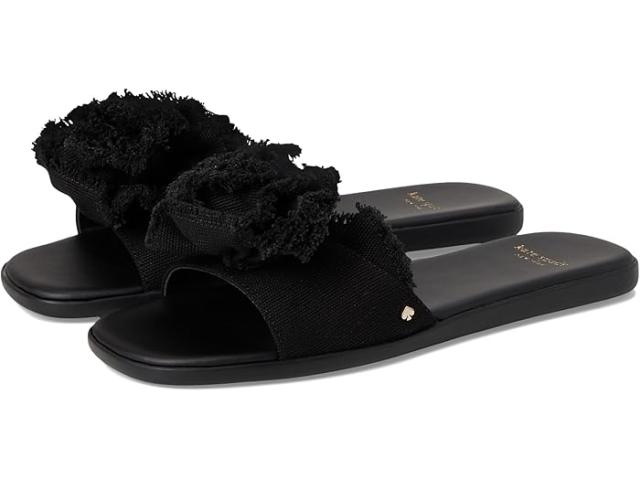 (取寄) ケイトスペード レディース フローリッシュ キャンバス フラッツ サンダル Kate Spade New York women Flourish Canvas Flat Sandal Black