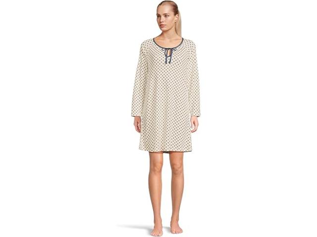 (取寄) カレン ノイバーガー レディース ブルー イラ タイ ネック ロング スリーブ スリープ シャツ Karen Neuburger women Blue Era Tie Neck Long Sleeve Sleep Shirt Stamp Geo