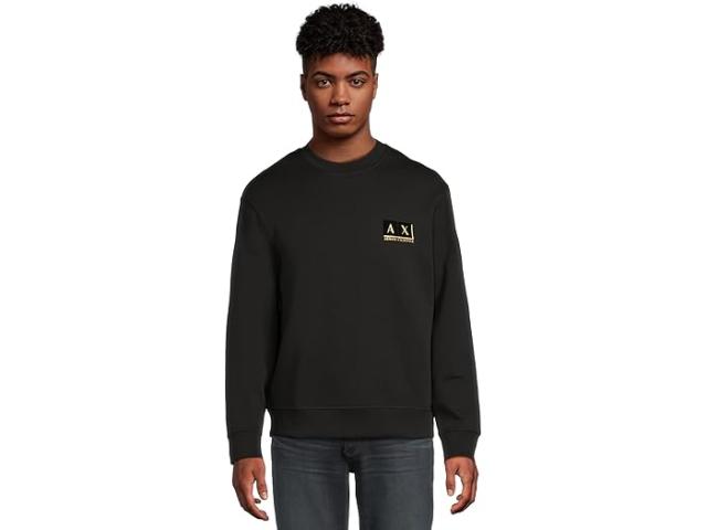 (取寄) アルマーニエクスチェンジ レディース ゴールド ディテール プルオーバー スウェットシャツ Armani Exchange women Gold Detail Pullover Sweatshirt Black Shade Gold