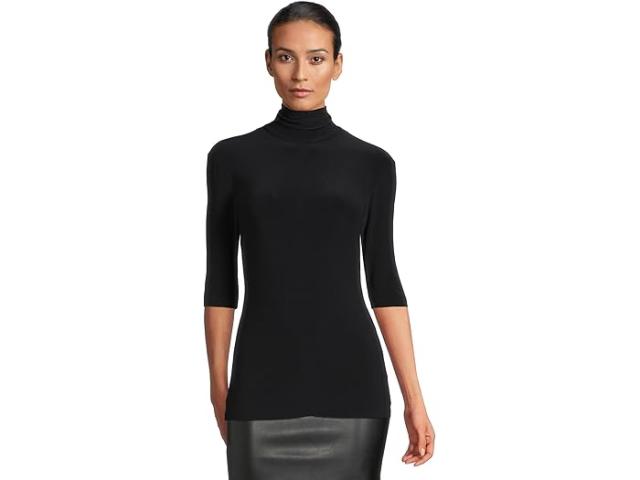 (取寄) ノーマ カマリ レディース スリム フィット ショート スリーブ タートル トップ Norma Kamali women Slim Fit Short Sleeve Turtle Top Midnight