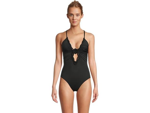 (取寄) ベッカ レディース コレット クレア クローシェ フラワー バンジ ワン ピース BECCA women Colette Clare Crochet Flower Plunge One Piece Black