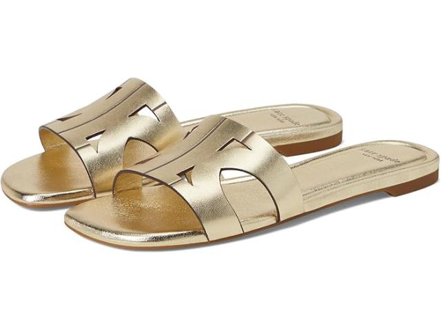 (取寄) ケイトスペード レディース デュオ メタリック レザー スライド サンダル Kate Spade New York women Duo llic Leather Slide Sandal Pale Gold
