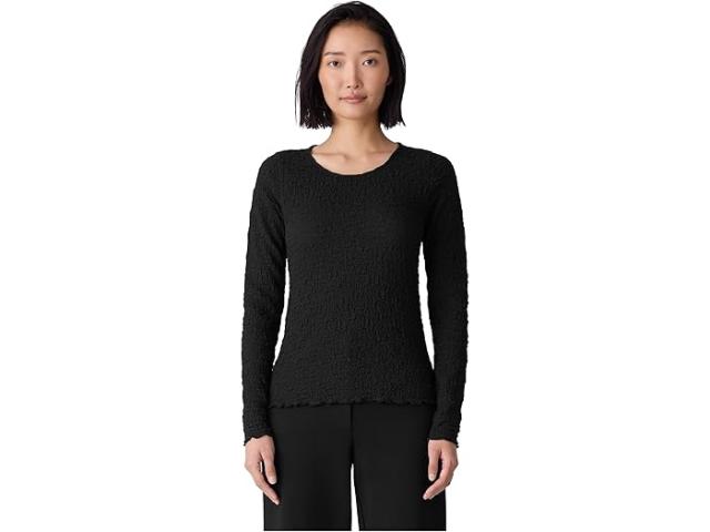 (取寄) アイリーン フィッシャー レディース バブル ジャカード ラウンド ネック トップ Eileen Fisher women Bubble Jacquard Round Neck Top Black