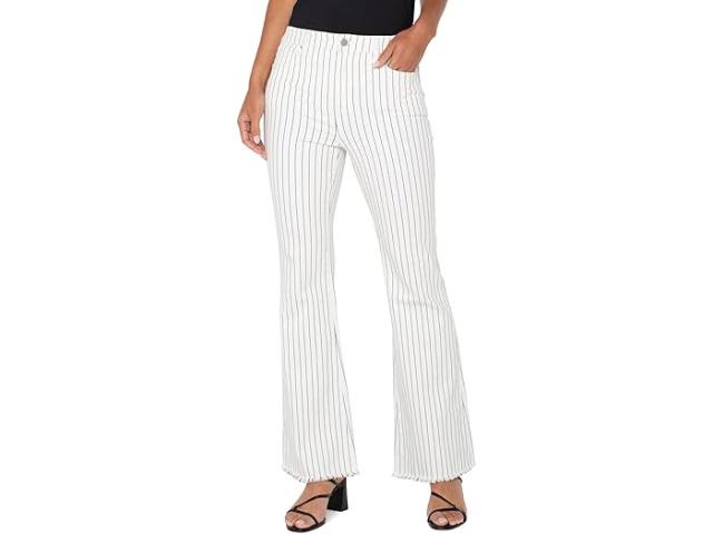 (取寄) リバプールロサンゼルス レディース ハンナ ハイ ライズ フレア ウィズ フレイ ヘム Liverpool Los Angeles women Hannah High Rise Flare With Fray Hem White Black Pinstripe