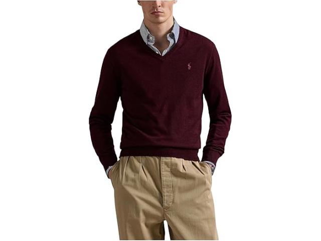 (取寄) ラルフローレン メンズ ウォッシャブル ウール V-ネック セーター Polo Ralph Lauren men Washable Wool V-Neck Sweater Aged Wine Heather
