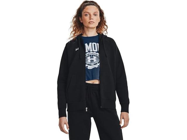 (取寄) アンダーアーマー レディース ライバル フリース フル ジップ ブーディ Under Armour women Rival Fleece Full Zip Hoodie Black/White 1